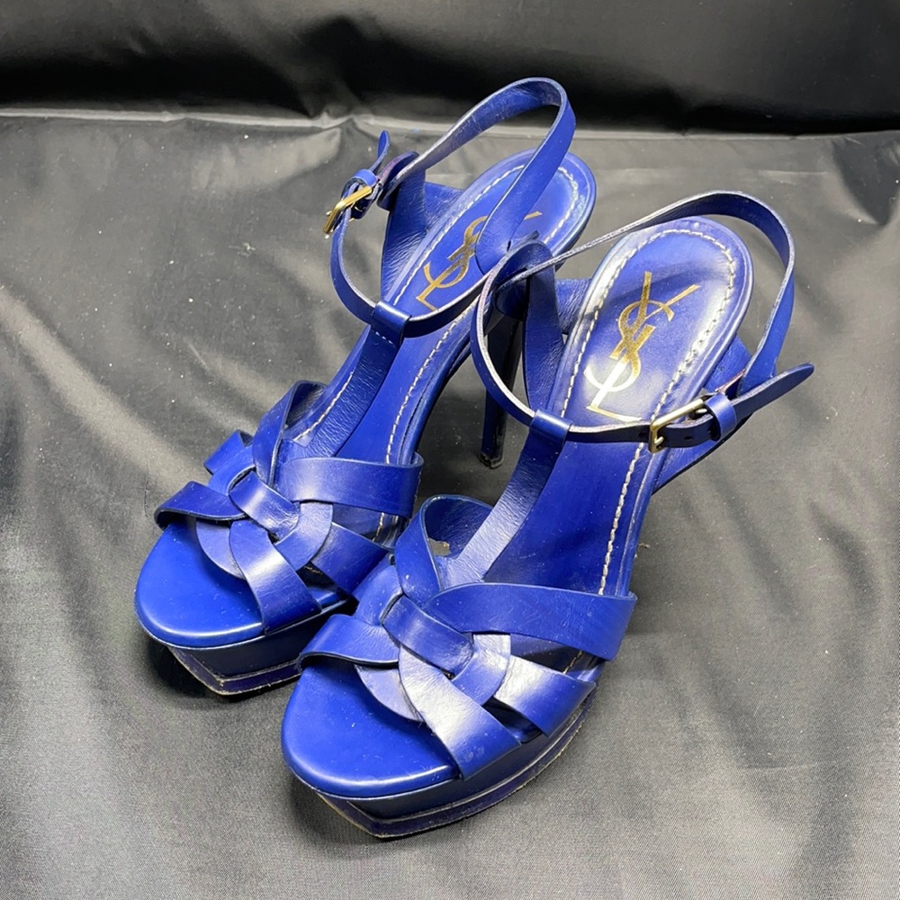 Ysl Tribute Patent Leather Platform Sandals - Gem